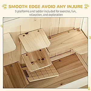 PawHut 3-Tier Wooden Hamster Cage Mice and Rat Cage Small Animals Hutch with Openable Top, Front Door, Storage Shelf