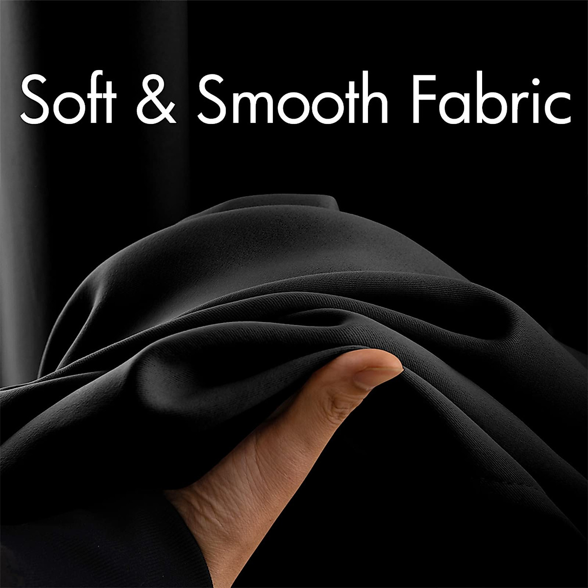 MIULEE Blackout Curtains Room Darkening Thermal Insulated Drapes Solid Window Treatment Set Grommet Top Light Blocking Curtain for Living Room/Bedroom 2 Panels 42 x 63 inch, Black