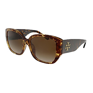 Tory Burch Women's Round Fashion Sunglasses, Dark Tortoise/Brown Gradient, One Size