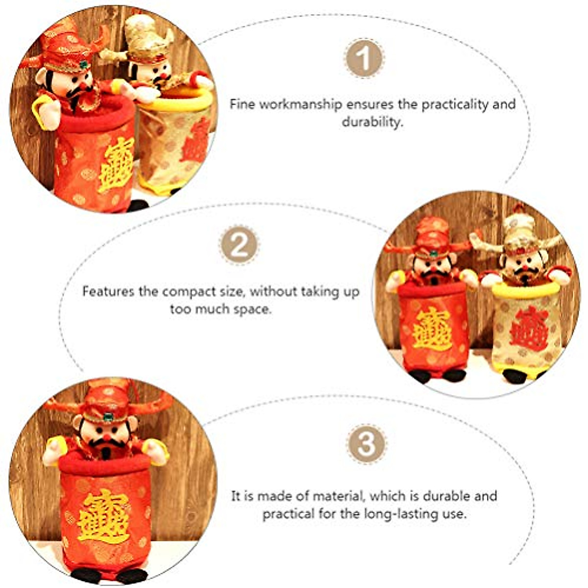 VALICLUD CAI Shen Statue Wencaishen God of Fortune God of Wealth Zhao CAI Feng Shui Decor Gift Chinese New Year Gift Chinese Style Wealth God Candy Bag Desktop Trash Can Decoration Red