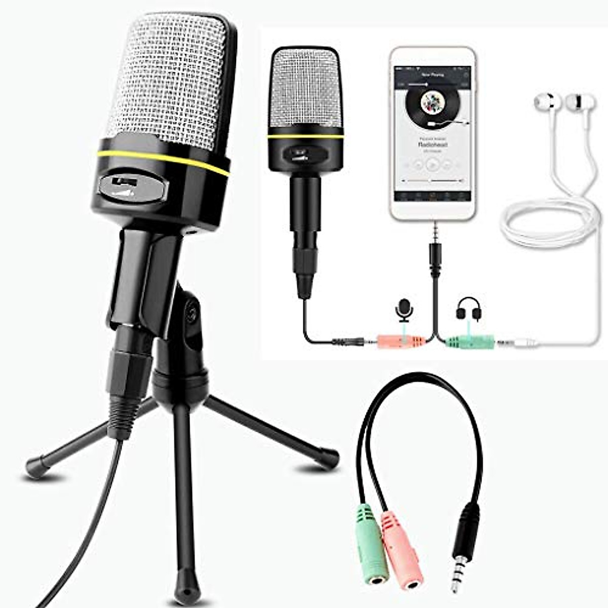 RTBBYU Desktop Wired Microphone Laptop Computer Adjustable Tripod Microphone Online Chatting Live Streaming Mic