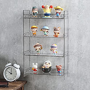 MyGift Clear Acrylic Shelves, Wall Mounted 4 Tier Floating Display Rack, Transparent Hanging Collectible and Figurine Storage Shelves