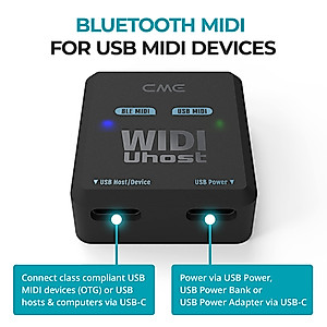 CME WIDI Uhost + USB micro-B OTG cable pack - Bluetooth USB MIDI Interface + USB host for Class Compliant USB MIDI devices via USB micro-B port