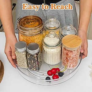 SjYsXm 2 Pack 10.63 inch Lazy Susan Organizer, Clear Lazy Susan Organizer Set for Cabinet, Rotating Lazy Susan Turntable Organizer Spice Rack Organizer for Kitchen Fridge Pantry Countertop Bathroom