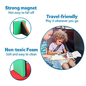 Vanmor Travel Tangram Puzzle - 3 Sets of Magnetic Tangram with 240 Solution - Montessori Shape Pattern Blocks Jigsaw Road Trip Games IQ Book Educational Toy Brain Teaser Gift for Kids Adults Challenge