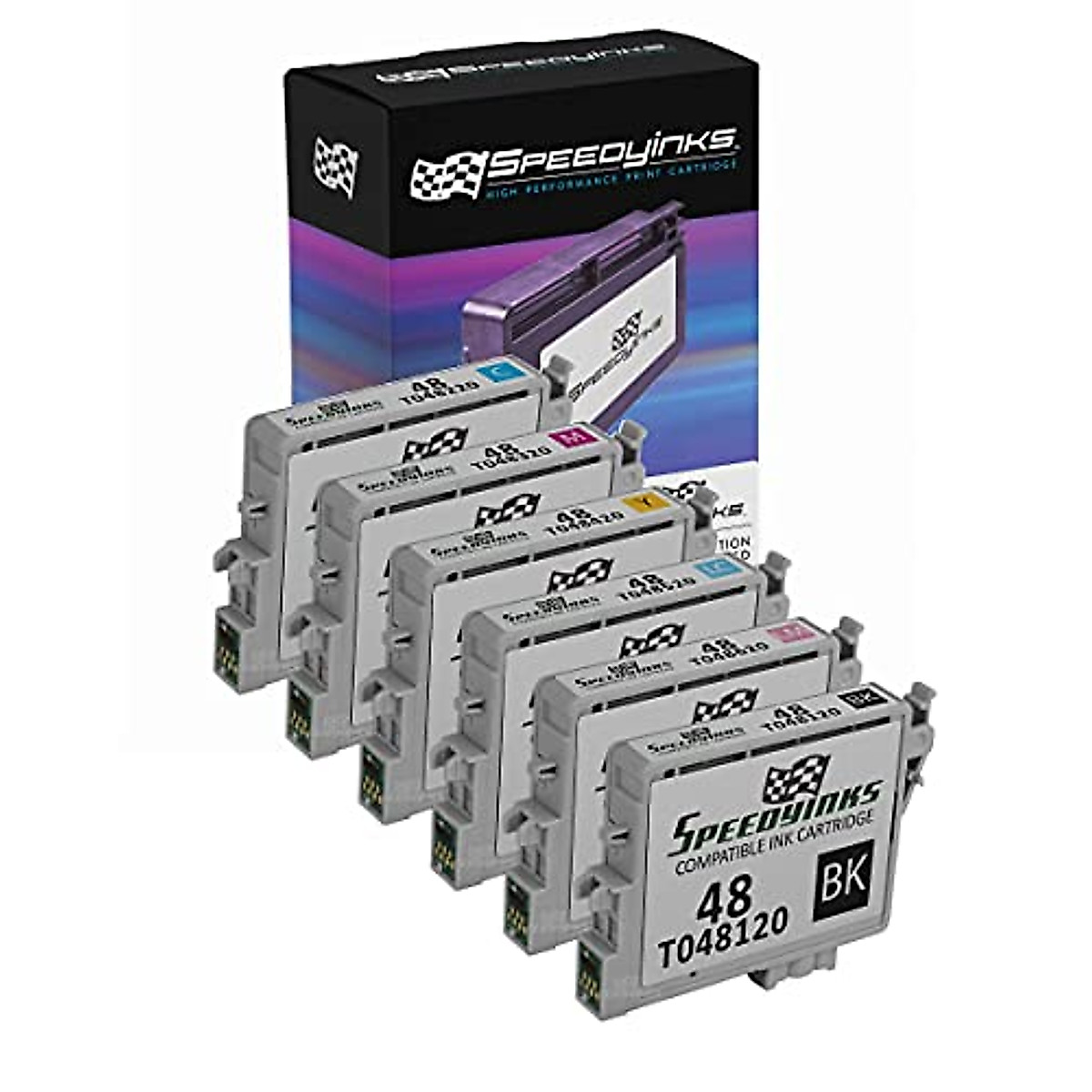 Speedy Inks Remanufactured Ink Cartridge Replacement for Epson 48 (1 Black, 1 Cyan, 1 Magenta, 1 Yellow, 1 Light Cyan, 1 Light Magenta, 6-Pack)
