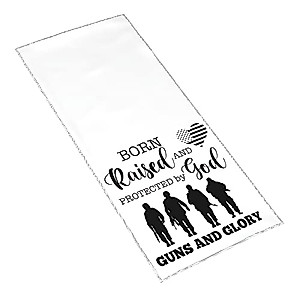 Born Raised and Protected by God Guns and Glory Hand Towel - Memorial Day Print Bath Bathroom Towel Highly Absorbent Soft Guest Fingertip Towels