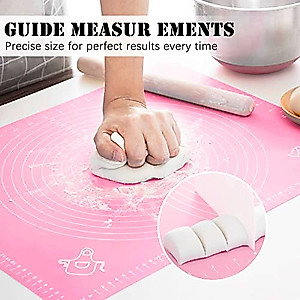 Hostk 3Pcs Silicone Baking Mat, Non Stick Pastry Mat with Measurements, Reusable Food Grade Silicone Counter Mat for Dough Rolling Mat, Baking Sheet, Macarons, Bread(11.4''*10.2'' ，19.7''*15.7''）