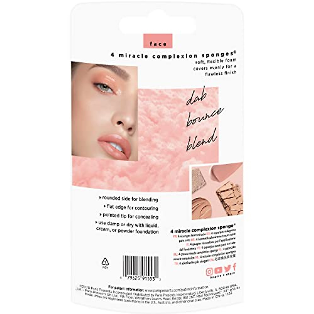 Real Techniques Miracle Complexion Sponge, Makeup Blending Sponge, For Foundation, Offers Light To Medium Coverage, Natural, Dewy Makeup, Orange Sponge, Latex-Free Foam, 4 Count