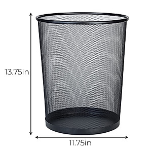 Smart Design Steel Mesh Waste Basket - Set of 12-11.75 x 13.75 Inch - Black