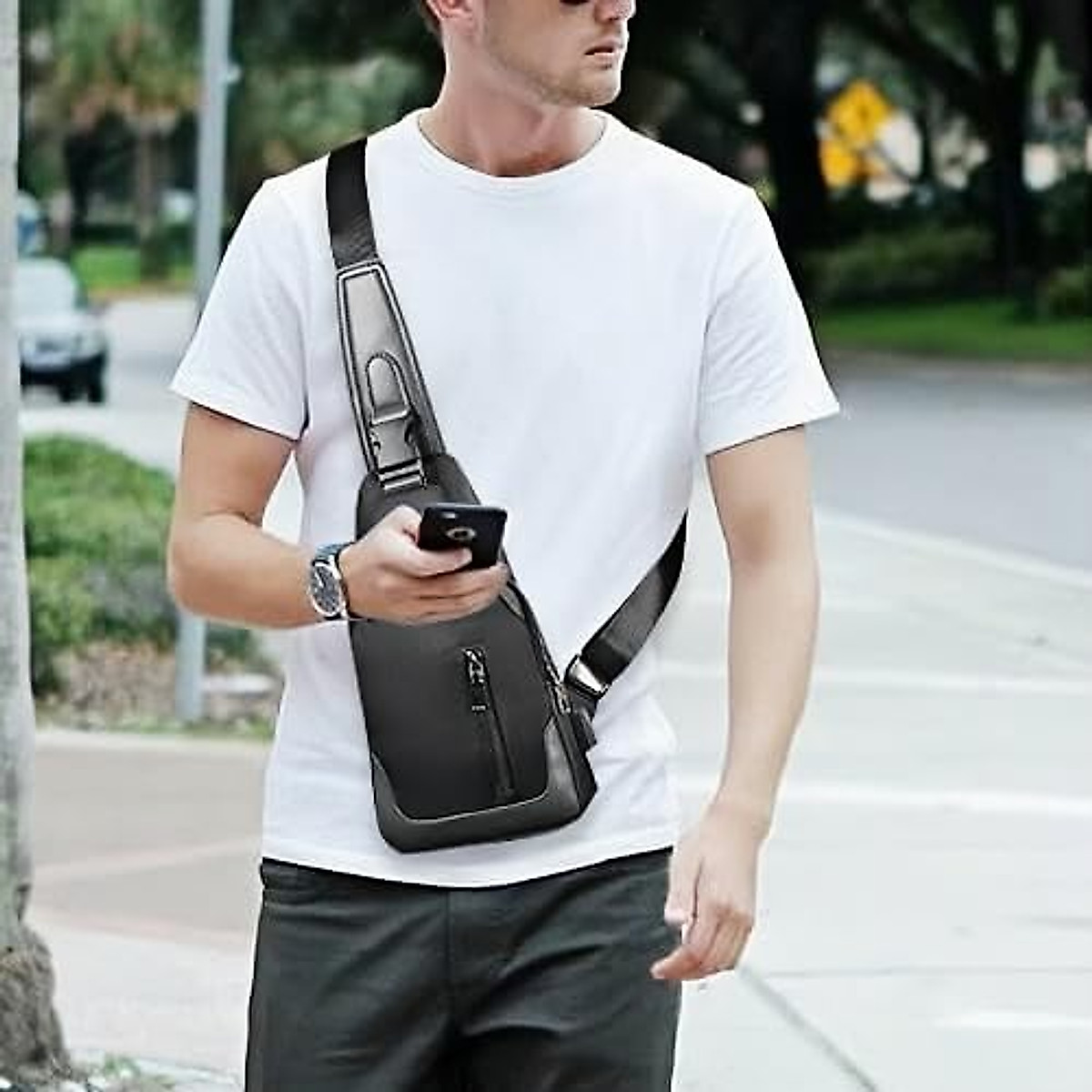 Sling Backpack with USB Charging Port, Chest Bag Crossbody Daypack Shoulder Bag for Women & Men, Hiking, Cycling, Travel #2 Blue