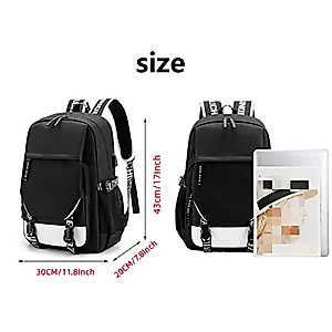 FSRONGXI 17Inch Nezuko Backpack Tanjiro Backpack Laptop Backpacks with USB Charging Port, Anime Zenitsu Bag with Free Keychain (C)