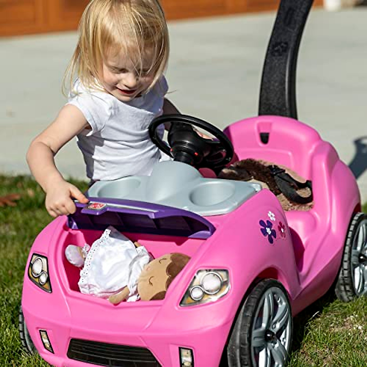 Step2 Whisper Ride II Ride On Push Toy Car, Pink – Ride On Car with Included Seat Belt, Easy Storage and Transport, Makes a Great Stroller Alternative