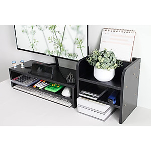 LITAITAI Monitor Riser ,with Storage Pen Holder, Mobile Phone Holder, for Home Office ,Black Simple Sturdy and Durablemonitor stand riser, computer monitor stand