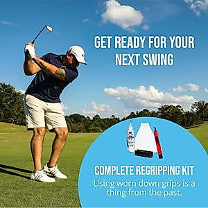 Wedge Guys Golf Grip Kits for Regripping Golf Clubs - Professional Quality - Options Include Hook Blade, 15 or 30 Golf Grip Tape Strips, 5 or 8 oz Golf Club Grip Kit Solvent & Rubber Vise Clamp
