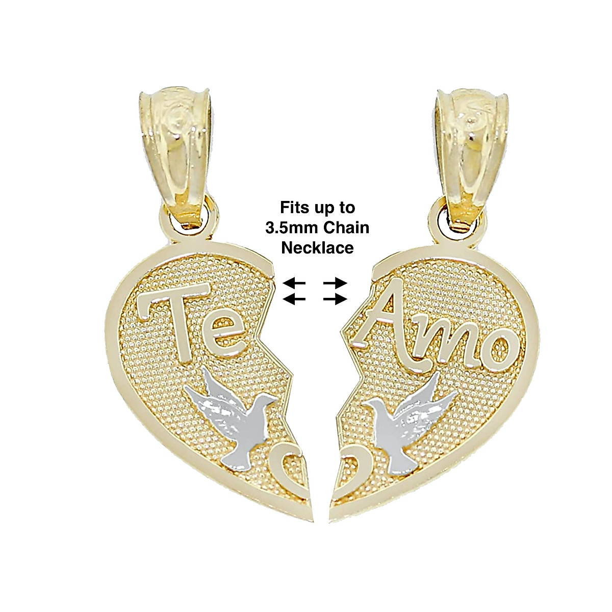 Charm America - Gold Break-Apart Te Amo Heart Charm - 14 Karat Solid Gold