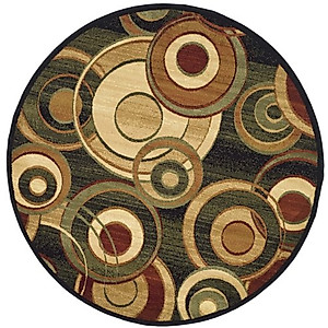 SAFAVIEH Lyndhurst Collection 7' Round Black/Multi LNH225B Mid-Century Modern Non-Shedding Dining Room Entryway Foyer Living Room Bedroom Area Rug