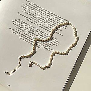 VIEWLAP Shell Pearl Necklace Simple Baroque Irregular Pearl Choker Necklaces Gold Chain Barbie Necklace Faux Chokers Hypoallergenic Collares For Women Girls