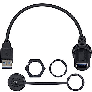 Duttek USB Flush Mount Cable, Round Single Port USB 3.0 Panel Flush Mount Extension Cable with Buckle for Car Truck Boat Motorcycle Dashboard 30cm/12 inch