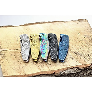 Wartech PWT254 Thumb Open Spring Assisted Unicorn Handle Pocket Knives (PWT254RW)