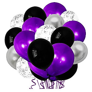 Black and Purple Balloon Garland Kit, Black and Purple Decorations Purple Black Silver Arch Kit for Graduation Birthday Halloween Party Party Decorations
