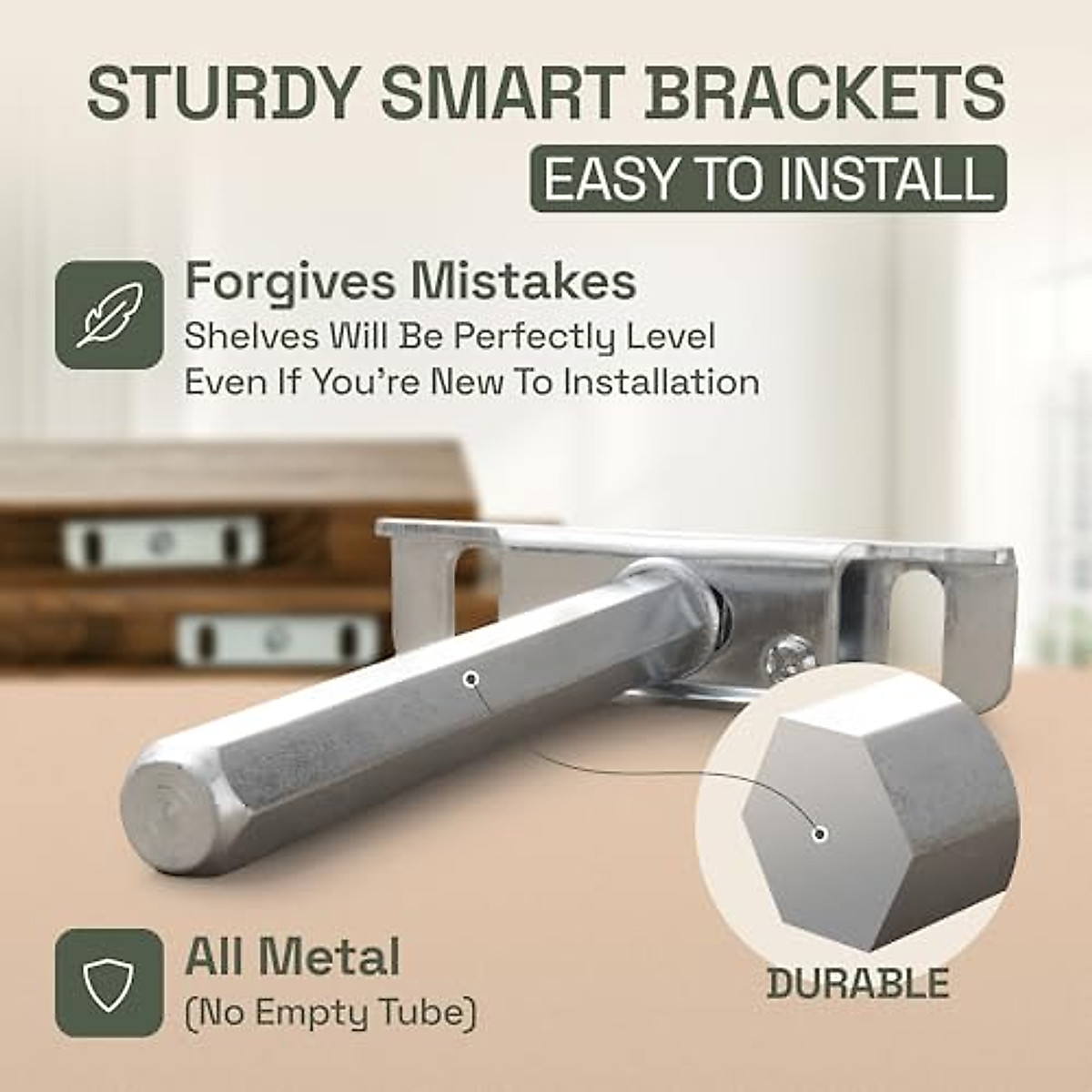 BAOBAB WORKSHOP Wood Floating Shelves 16 inch - Bathroom Shelves for Room Wall Mount - Wide Wooden Wall Shelves for Bedroom Kitchen Living Room - Walnut - 16D x 6.7W Inch, Set of 2