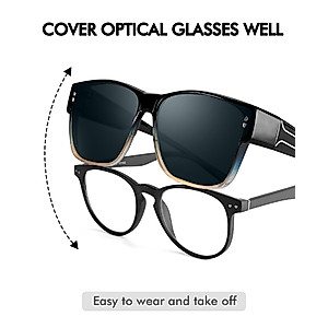 Myiaur Fit Over Sunglasses for Women Men, Trendy Large Polarized UV400 Protection Wear Over Glasses for Driving Outdoors