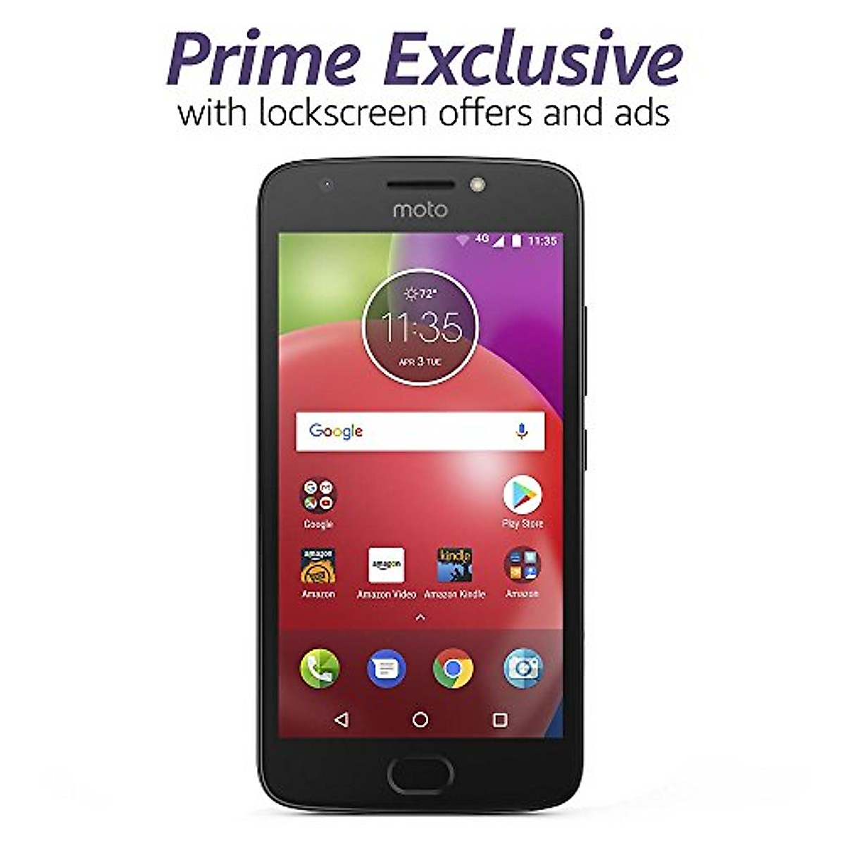 Moto E (4th Generation) - 16 GB - Unlocked (AT&T/Sprint/T-Mobile/Verizon) - Black - Prime Exclusive - with Lockscreen Offers & Ads