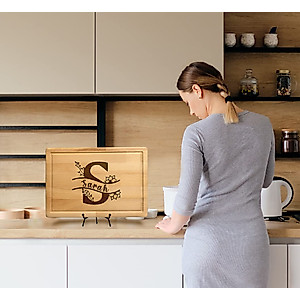 Custom Monogrammed Gifts for Christmas, Personalized Cutting Board, Charcuterie Board, Letter A-Z Engraved, Special Gift for Women, Men, Her, Him, Monogram Letters for Mom, Grandma, Made in USA