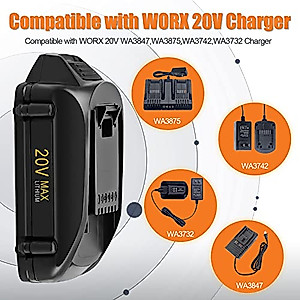 Upgraded 2Pack 3.5Ah 20V Replacement for Worx Battery 20V Max Lithium-ion Battery Compatible with Worx Battery WA3520 WA3525 WG151s WG155s WG251s WG255s WG540s WG545s WG890 WG891 Tools Batteries