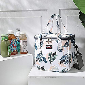 Aschar Reusable Insulated Thermal Lunch Bag Cute Lunch Box for Teens Boys Girls Adult Women Work School Outdoor Travel Picnic Beach BBQ party (Leaves)