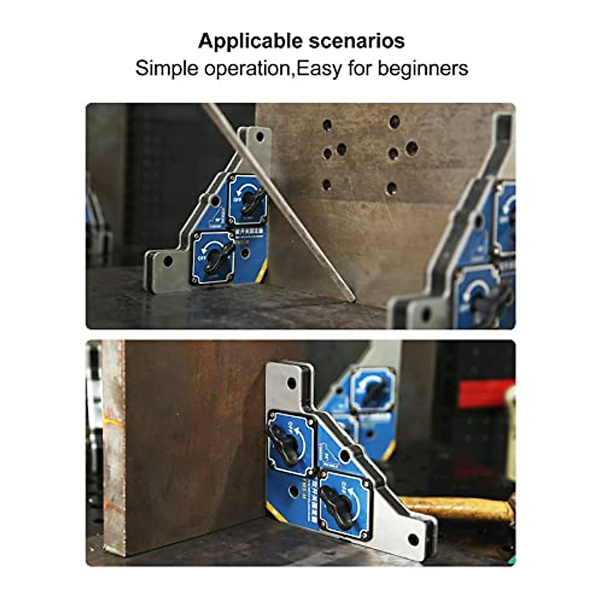 2Pcs Dual Switch Welding Holder 50KG Strong Fixed Angle Soldering Locator Clamp Fixture for Steel Iron Plate