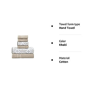Modern Threads Capri 6-Piece Reversible Yarn Dyed Jacquard Towel Set - Bath Towels, Hand Towels, & Washcloths - Super Absorbent & Quick Dry - 100% Combed Cotton, Khaki