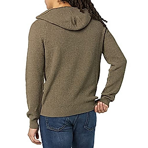 The Knitwear Lab Men's 3D Textured Hoodie Pullover Sweater Bark X-Large
