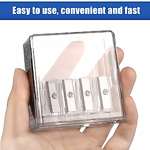 2 Pieces Carpenter Long Point Manual Pencil Sharpener with Plastic Lid 4 Holes Handheld Sharpener for Sketching, Charcoal, Colored Pencils (Transparent)
