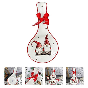 DOITOOL Santa Claus Spoon Rest Ceramic Christmas Spoon Rest kitchen Stove Spoon Holder Modern Farmhouse Spoon Rest Christmas Party Decorations
