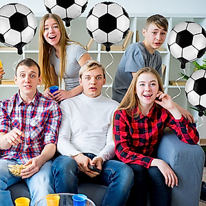 durony 12 Pieces 18 inches Soccer Balloons Soccer Themed Party Decorations Foil Mylar Soccer Ball Balloons For Birthday Sports Graduation Party Decoration