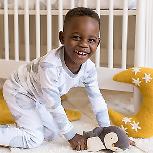 Burt's Bees Baby Baby Boy's Pajamas, Tee and Pant 2-Piece Pj Set, 100% Organic Cotton Soft Sleepwear, Hello Moon Light Blue, 5 Toddler