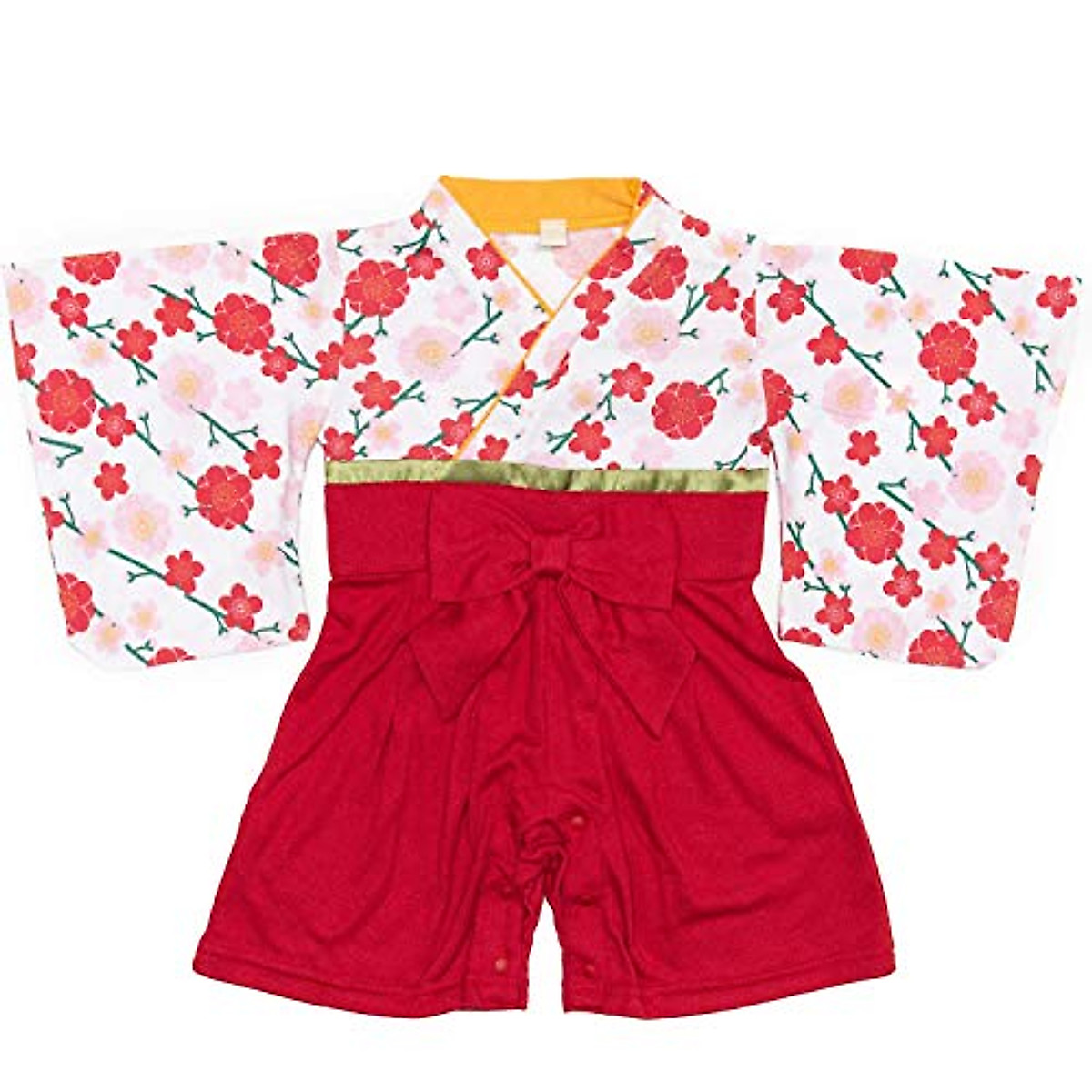 KYOETSU Baby Girls Kimono Rompers Hakama Coverall (3M(Japanese Size 60), Plum Off-White)