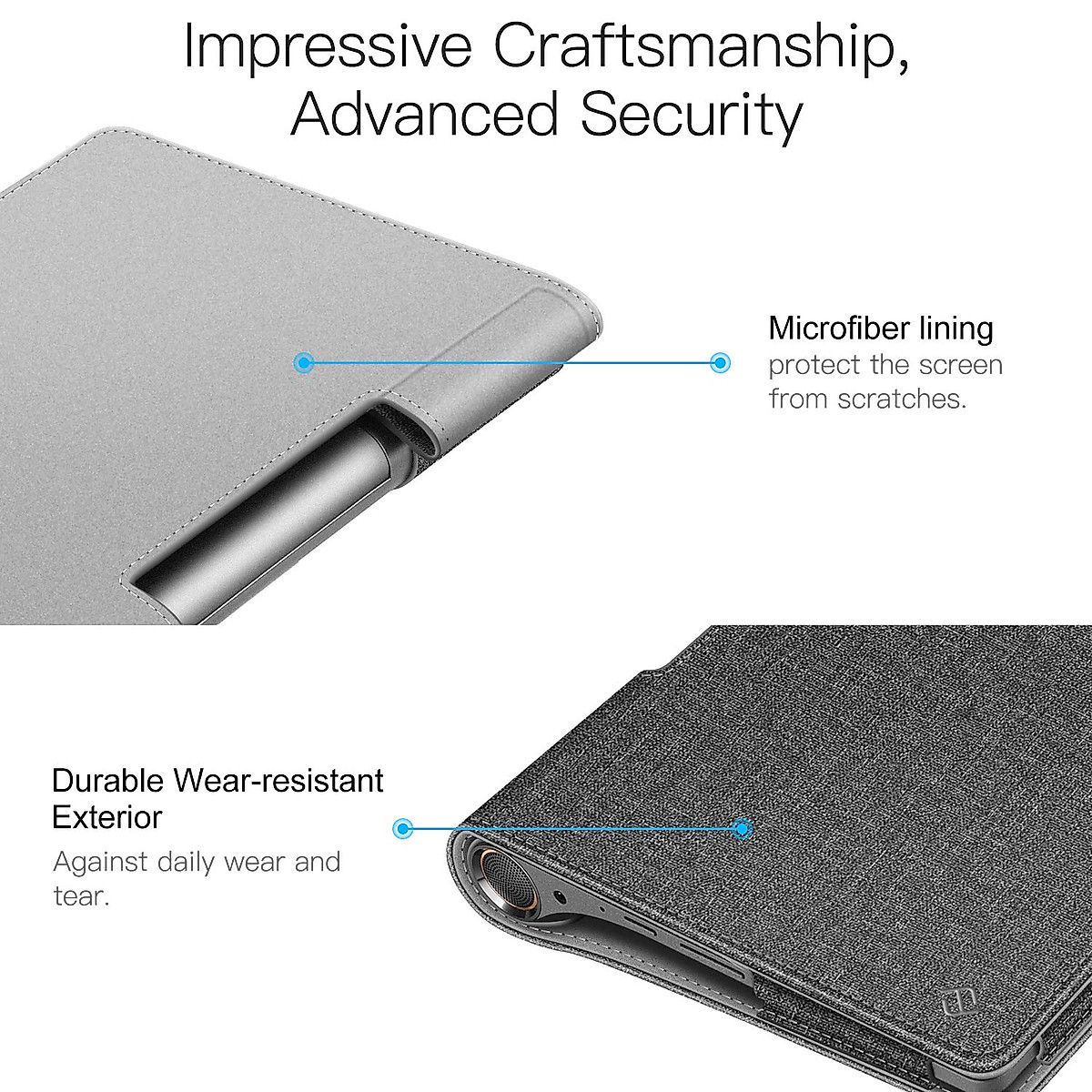 Fintie Case for Lenovo Yoga Smart Tab 10.1 (YT-X705F) Tablet, Premium Vegan Leather Slim Fit Case Folio Stand Protective Cover with Auto Sleep/Wake Feature, Gray