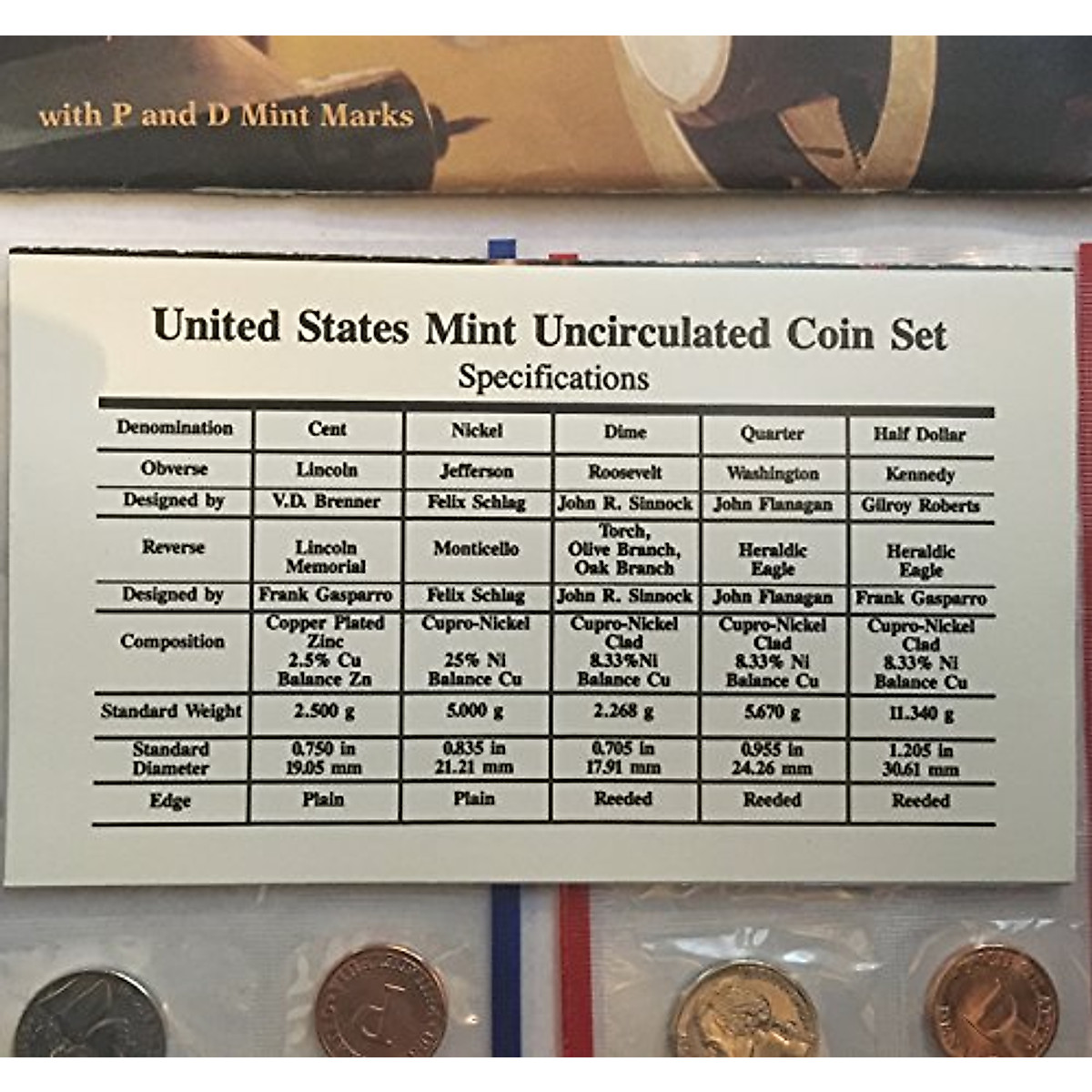 1995 P D US Mint Set 10 Piece in original packaging from US mint Brilliant Uncirculated