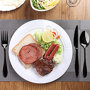 E-far Silverware Set, 20-Piece Black Stainless Steel Flatware Utensil Set, Include Knife/Spoon/Fork, Mirror Polished, Dishwasher Safe - Service for 4