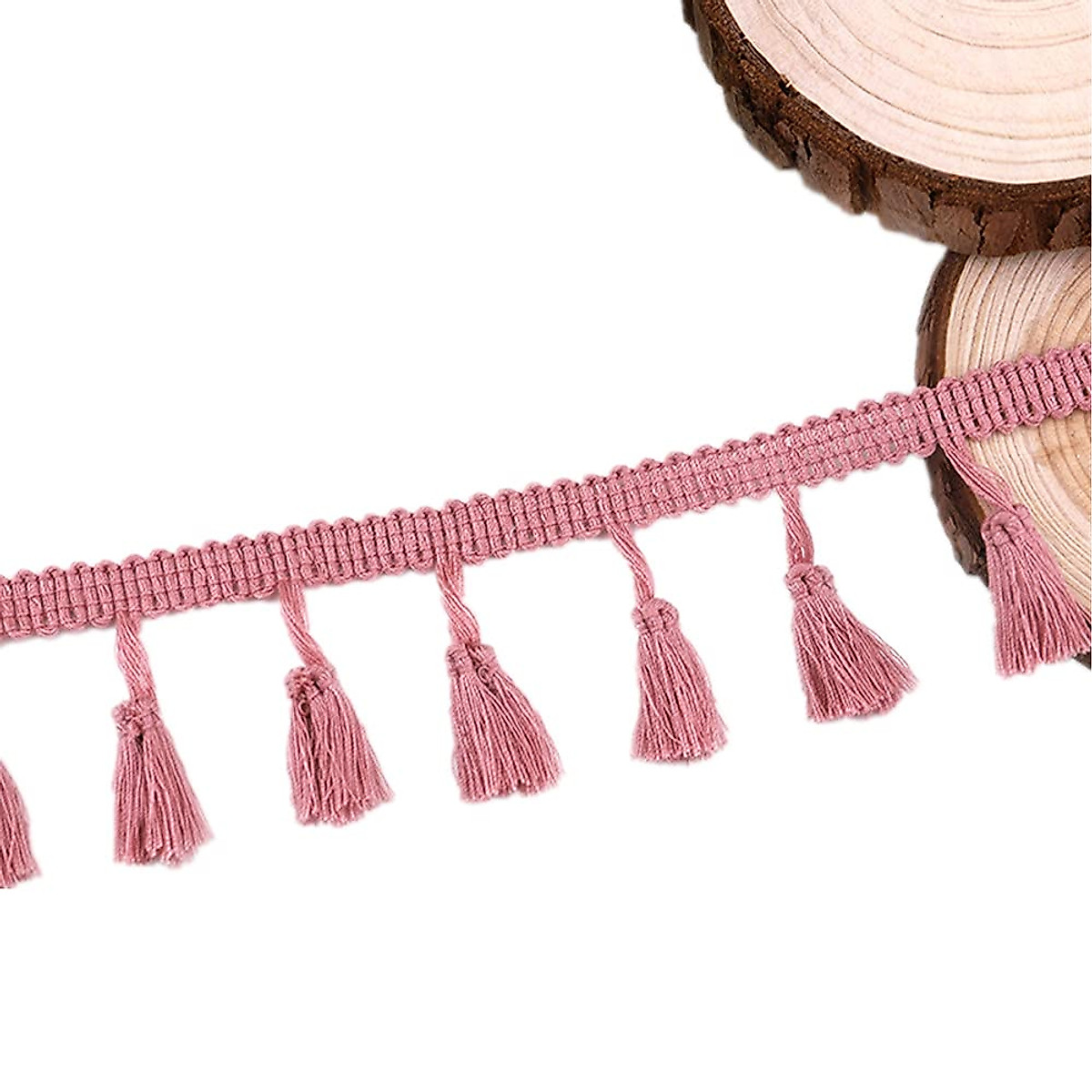 MSCFTFB 20 Yards Mini Tassel Fringe Trim,Boho Tassels Ribbon for Women,1.6inch Wide Sewing Fabric Lace for DIY Jewelry Clothing Bag Curtain Home Party Decor(Rosy Brown)
