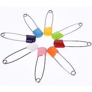 AnMiao Star 2 Inch Long 50 Pcs Plastic Head Safety Pin Safety Locking Baby Cloth Diaper Nappy Pins (8 Colors)