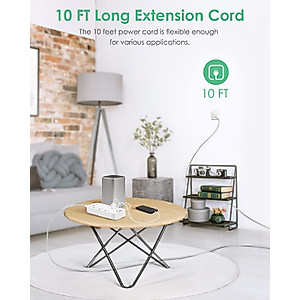 Power Strip - 10 FT Long Flat Plug Extension Cord, 6 Outlets 3 USB Ports Outlet Extender with Overload Protection, Wall Mount, Desktop Charging Station for Home, Office and Dorm Essential