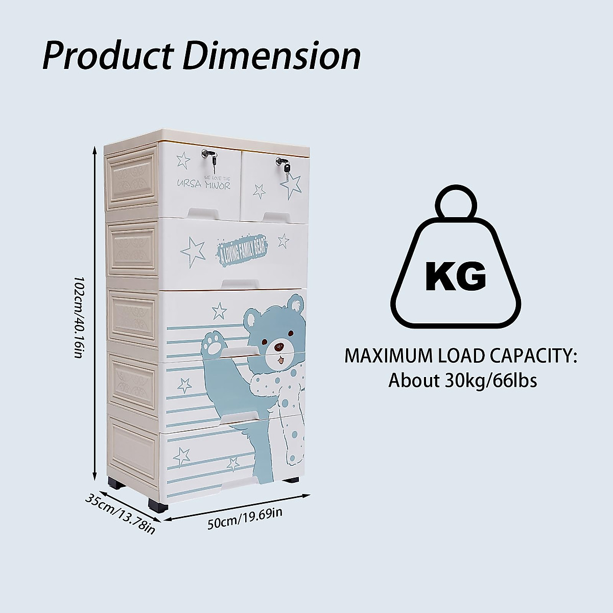 TTONSUE Comoda para Ropa Plastic Drawers Dresser,Storage Cabinet with 6 Drawers,Closet Dresser Organizer for Clother Bedroom Baby's Room