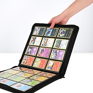 BCW 12-Pocket Zipper-Folio LX Trading Card Binder (Black) | Card Collection Binder with 480 Card Capacity | Archival Safe Pages | Secure Wrap-Around Zipper | Pocket Trading Card Holder Album