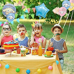 Cinnamoroll Birthday Decorations, 17PCS Anime Foil Balloons Party Balloons, Kawaii Cartoon Theme Birthday Party Supplies For Girls Party Supplies Party Decoration Favors Foil Balloon Set