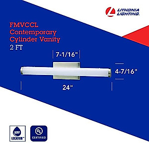 Lithonia Lighting FMVCCL 24IN MVOLT 30K 90CRI BN M6 2 ft. Brushed Nickel Contemporary Cylinder Vanity LED 3000K Fixture