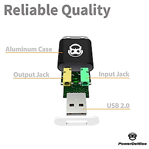 USB External Sound Card Adapter - USB A Audio Adapter External Sound Card, Plug&Play with 4-PIN Microphone Jack for MacBook, Windows, Linux, Laptop, PC, PS4